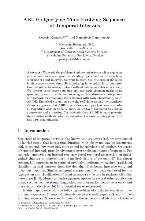 Pdf Abide Querying Time Evolving Sequences Of Temporal Intervals