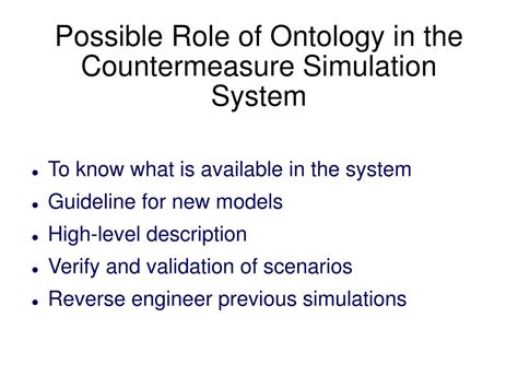 Ppt The Supporting Role Of Ontology In A Simulation System For Countermeasure Evaluation Nelia