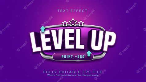 premium vector level up games ui button text effect font type