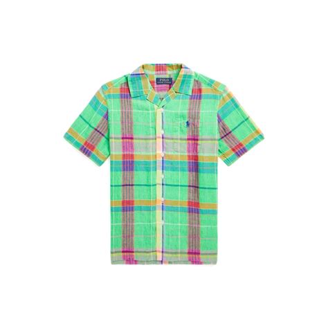 格紋亞麻古巴襯衫 Ralph Lauren® 台灣官方網站