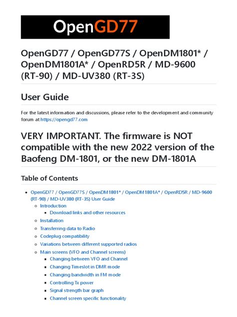 Opengd77 User Guide Pdf Frequency Modulation Radio