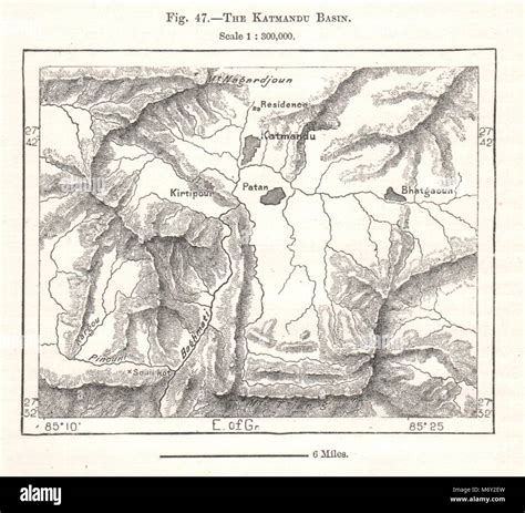 The Kathmandu Basin Nepal Sketch Map 1885 Old Antique Vintage Plan