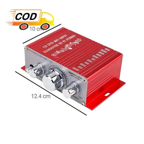 Amplifier Kecil Speaker Aktif Treble Bass Booster2 Channel 20W RCA Ampli Mini Hi Fi Stereo Audio