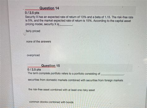 solved question 14 0 2 5 pts security x has an expected rate