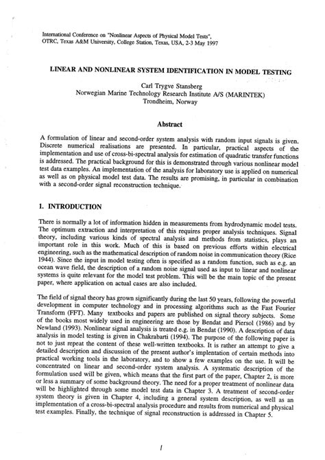 pdf linear and nonlinear system identification in model testing