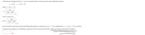 Solved Verify That The Indicated Function Y X Is An Chegg Com
