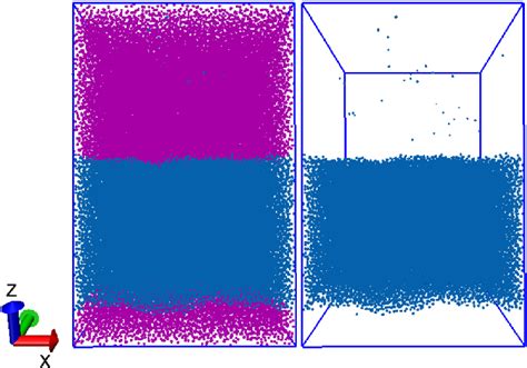 Phase Separation In The Simulation Of Water Blue And Dodecane Purple