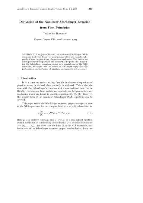 Pdf Derivation Of The Nonlinear Schrödinger Equation From First Principles