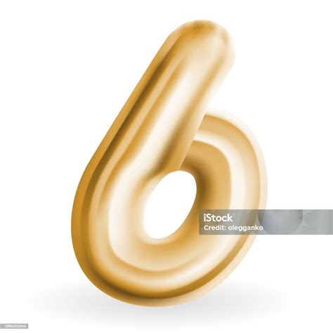 황금색 체적 3d 텍스트 풍선 글자 6 흰색에 고립 벡터 일러스트레이션 Eps10 공란에 대한 스톡 벡터 아트 및 기타 이미지 공란 금속의 기포 Istock