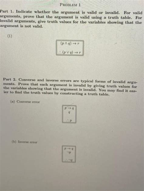 Solved Problem 1 Part 1 Indicate Whether The Argument Is