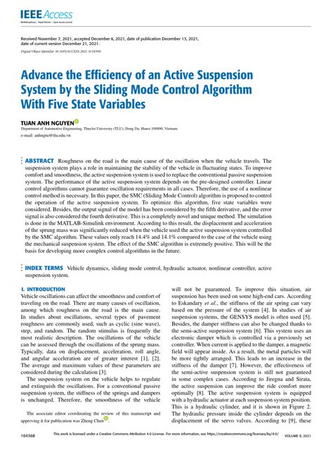 Pdf Advance The Efficiency Of An Active Suspension System By The Sliding Mode Control