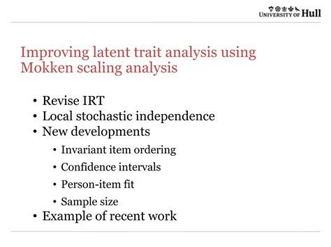 improving latent trait analysis using mokken scaling analysis ppt