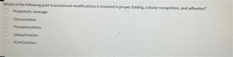 Solved Which Of The Following Post Translational