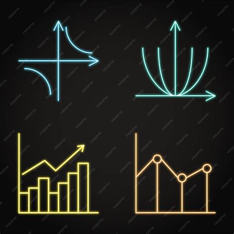Premium Vector Neon Math Graphs Icons Set