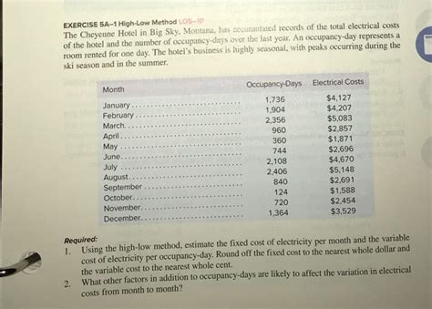 solved exercise 5a 1 high low method los 0 the cheyenne
