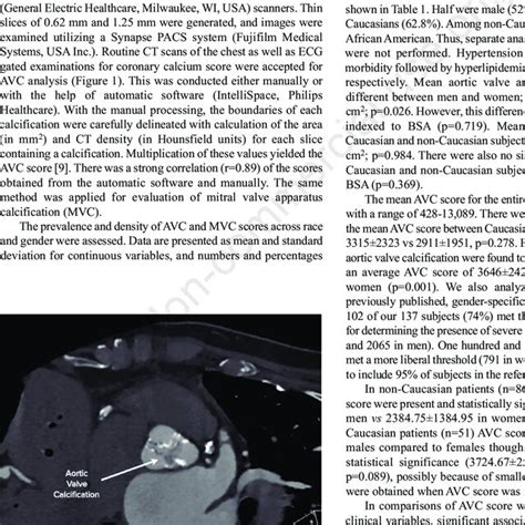 Cardiac Computed Tomography Showing Aortic Valve Calcification Avc