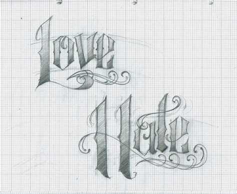 Love Hate Tattoo Lettering By 12kathylees12 On Deviantart