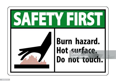 안전 첫번째 화상 위험 뜨거운 표면 백색 배경에 격리된 기호 기호를 만지지 마십시오 벡터 일러스트 경계 표지에 대한 스톡 벡터 아트 및 기타 이미지 Istock