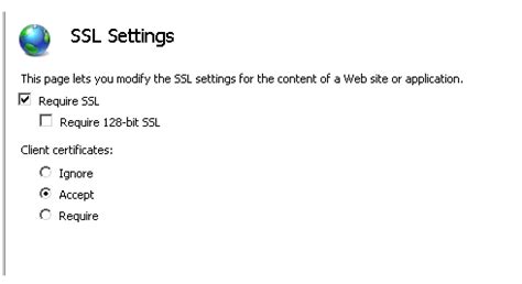 C IIS SSL Settings With Client Certificate Accept Stack Overflow