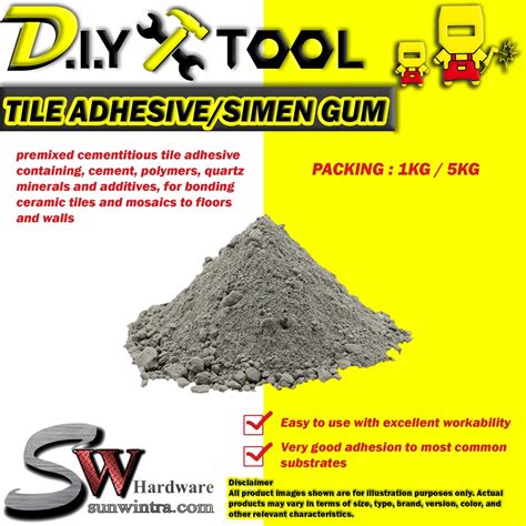 Sw Tile Adhesive Simen Gum Gum Cement Grey 1kg 5kg Shopee Malaysia
