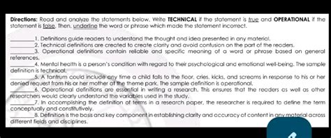 Directions Read And Analyze The Statements StudyX
