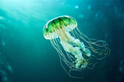 Una Medusa Flotando En El Océano Con Mucha Agua Foto Premium