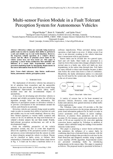 Pdf Multi Sensor Fusion Module In A Fault Tolerant Perception System For Autonomous Vehicles