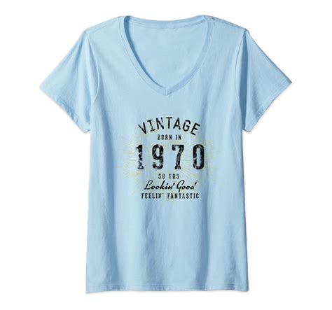 Womens Vintage 50th Birthday Born In 1970 V Neck T Shirt Unisex Tshirt