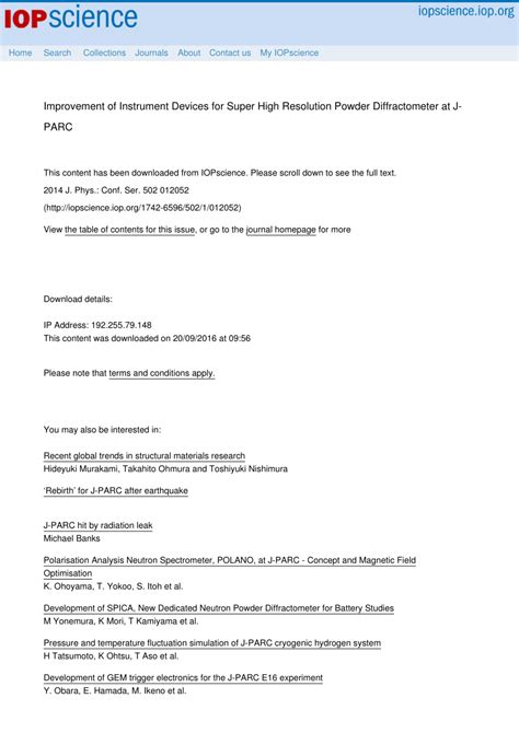 Pdf Improvement Of Instrument Devices For Super High Resolution Powder Diffractometer At J Parc