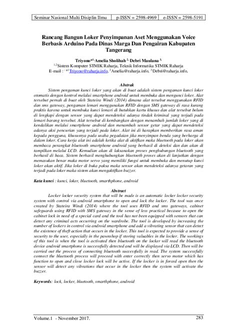 Pdf Rancang Bangun Loker Penyimpanan Aset Menggunakan Voice Berbasis Arduino Pada Dinas Marga
