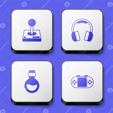 Set Joystick For Arcade Machine Headphones Bottle With Magic Elixir And Portable Video Game