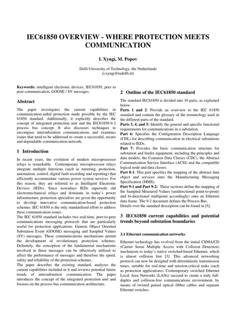 Pdf Iec61850 Overview Where Protection Meets Communication