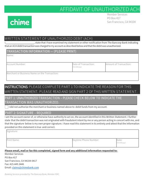 Written Statement Of Unauthorized Debit Pdf
