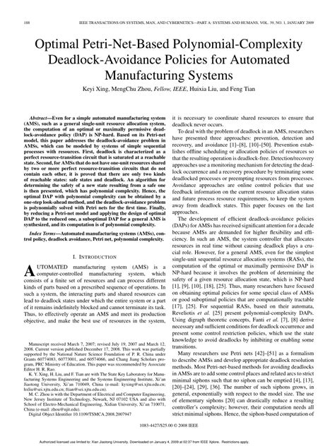Pdf Optimal Petri Net Based Polynomial Complexity Deadlock Avoidance
