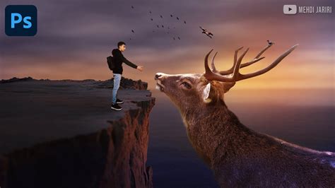 دمج الصور في الفوتوشوب دمج خيالي Big Deer Fantasy Photo Manipulation