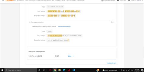 Solved 5 17 Program Palindrome A Palindrome Is A Word Or A Phrase That 1 Answer