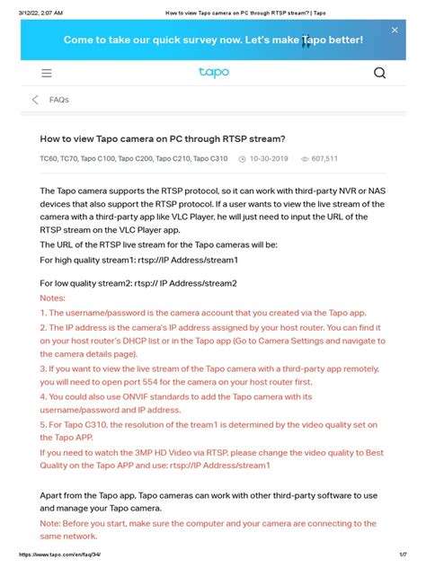 Come To Take Our Quick Survey Now Lets Make Tapo Better How To View Tapo Camera On Pc