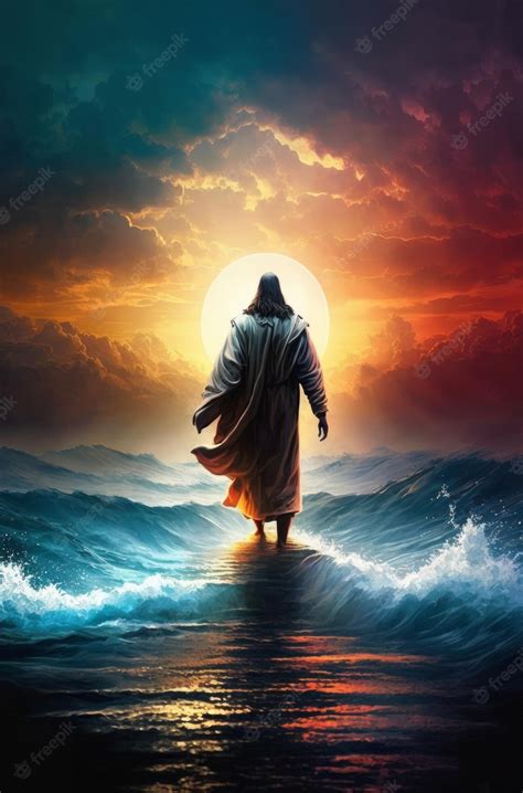 Jesús Camina Sobre El Agua Jesús Camina Sobre El Mar Hermosa Puesta De