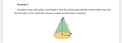 Solved Consider A Cone With Radius R And Height H Find The Chegg Com