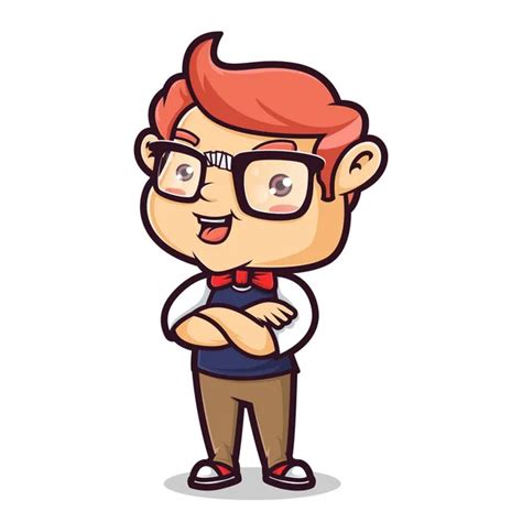 Nerd Geek Thinking Seriously Stock Vector Bamztoon