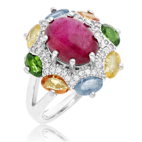 Ct Cluster Ring Of Ruby Marquise Sapphires Rings From Shipton And Co UK