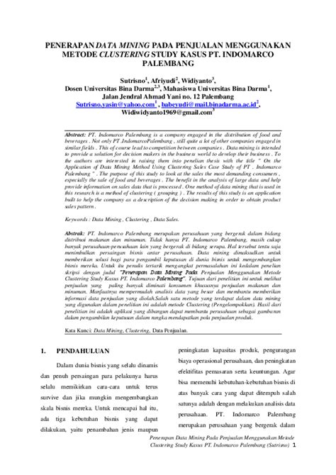 Pdf Penerapan Data Mining Pada Penjualan Menggunakan
