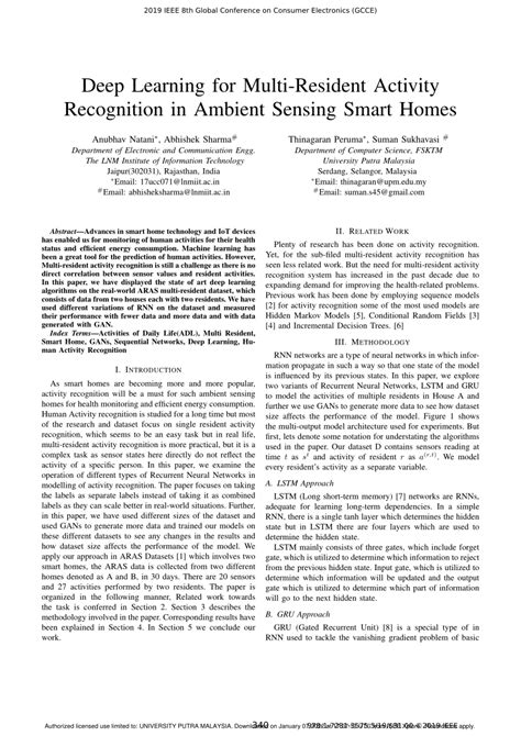 Pdf Deep Learning For Multi Resident Activity Recognition In Ambient