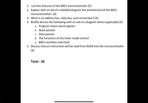 Solved List Five Features Ofthe 8051 Microcontroller 5 Explain With An Aid Of A Labelled