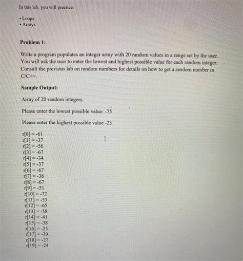 In This Lab You Will Practice Loops • • Arrays