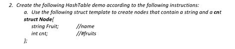 Solved 2 Create The Following Hashtable Demo According To