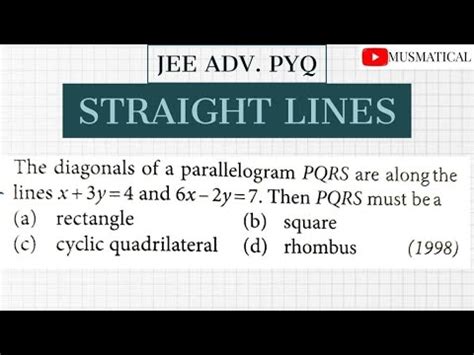 JEE ADV PYQ STRAIGHT LINES YouTube