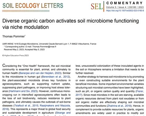 SEL 前沿研究有机碳源多样性通过生态位调节激活土壤微生物群落功能论文科学网