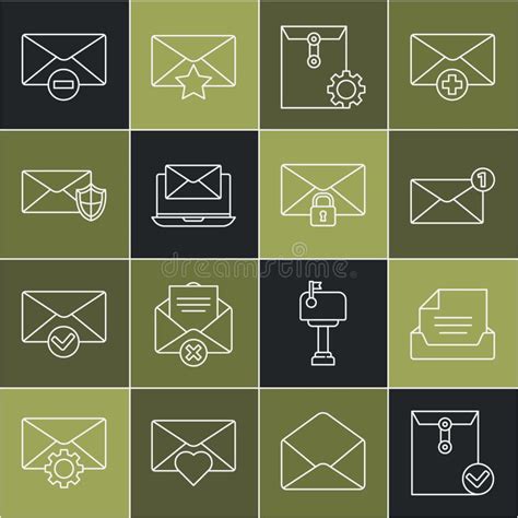 Set Line Envelope And Check Mark Drawer With Document Setting Laptop