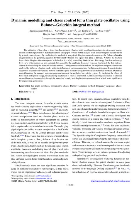 Dynamic Modelling And Chaos Control For A Thin Plate Oscillator Using Bubnov Galerkin Integral
